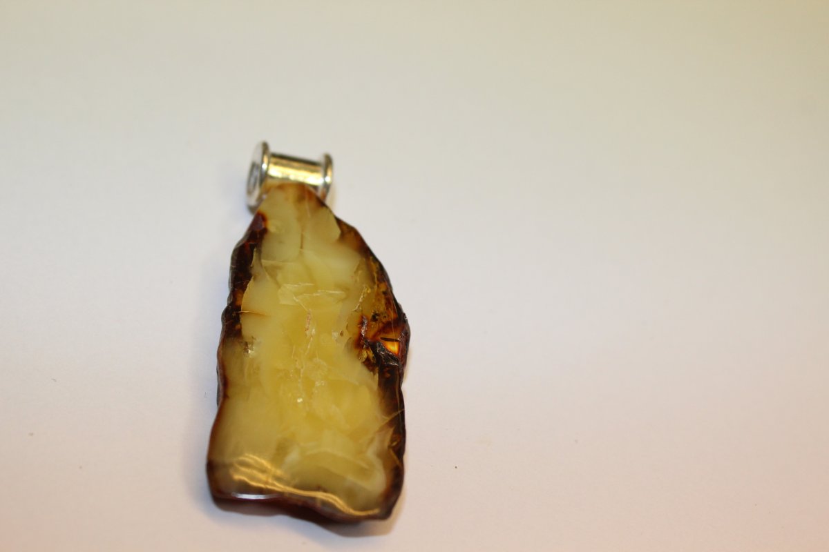 Gult rav med mørk kant - Ravsmykker - Ravsliberen/Frants